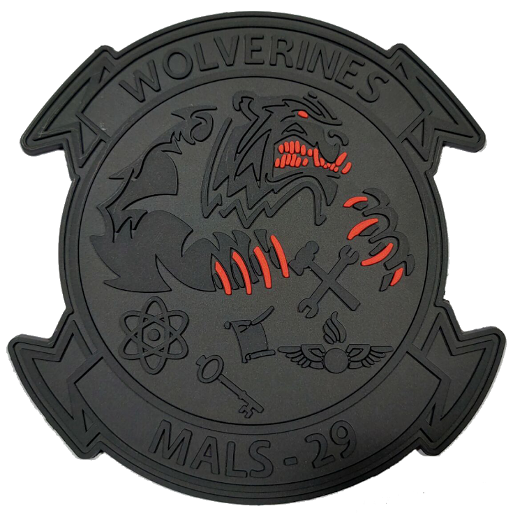 Officially Licensed USMC MALS-29 Wolverines Blackout/Red Glow PVC Patc – MarinePatches.com ...