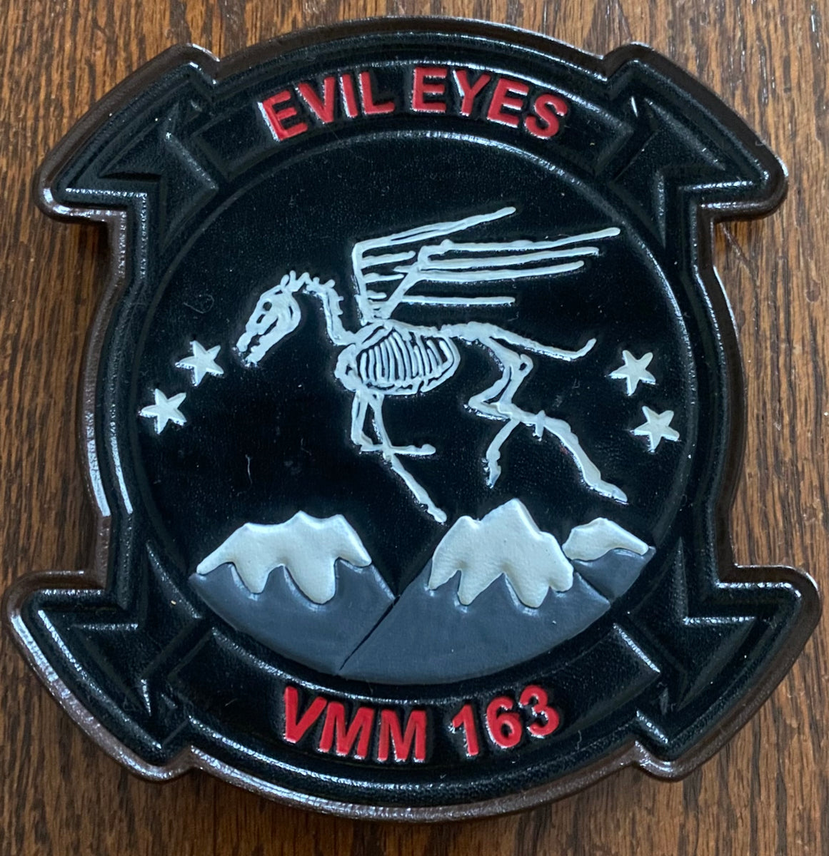 Official VMM-163 Evil Eyes Skeleton Ridge Runner Horse Leather Patches ...