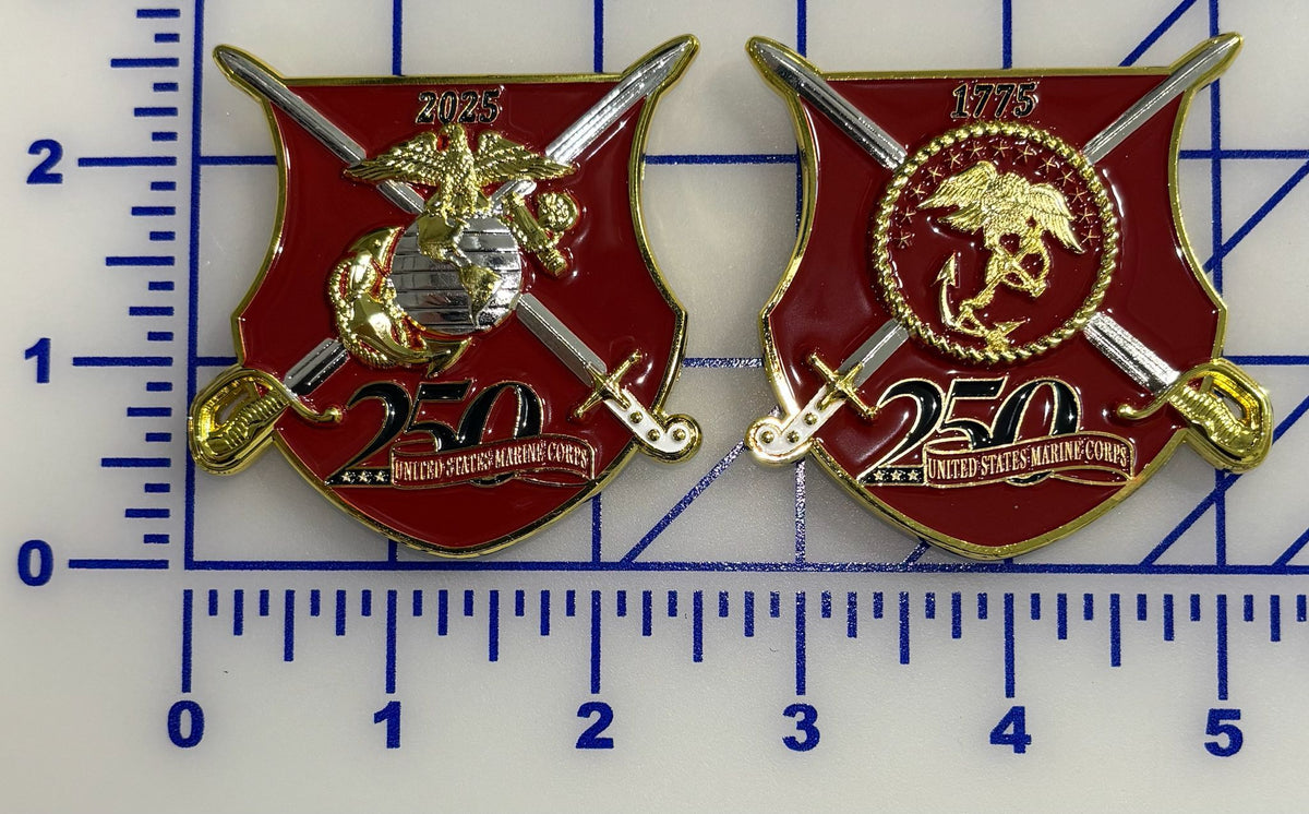 Officially Licensed USMC 250th Anniversary Coin | MarinePatches.com ...