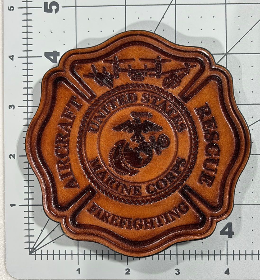 Officially Licensed USMC Aircraft Rescue and Firefighting Leather Patc ...