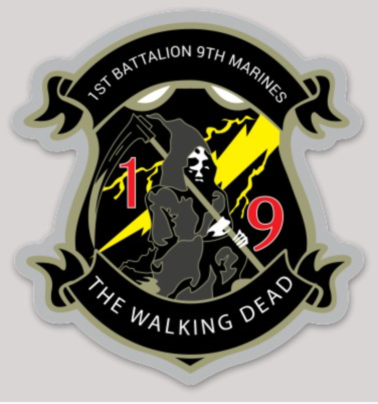Officially Licensed USMC 1st Battalion 9th Marines Walking Dead Sticke ...