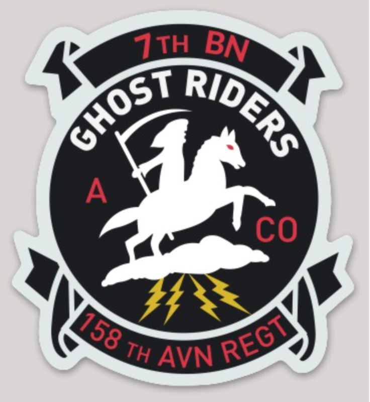 US Army A Co 7/158th Ghost Riders Sticker – MarinePatches.com - Custom ...
