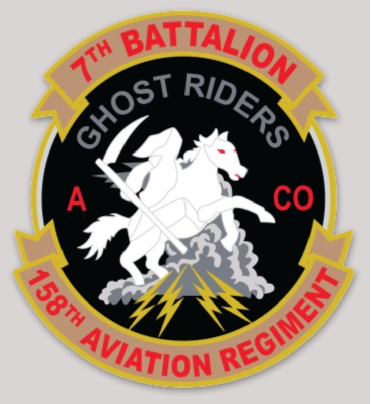 US Army A Co 7/158th Aviation Regiment Ghost Riders Desert Storm Stick ...